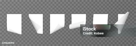 벡터 종이 시트 세트입니다 접힌 종이 모서리 또는 문서 페이지 백지 시트 0명에 대한 스톡 벡터 아트 및 기타 이미지 0명 3차원 형태 고립 색상 Istock