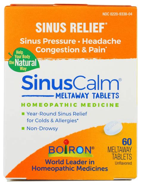 Boiron Sinuscalm Sinus Relief Tablets 60 Quick Dissolving Unflavored