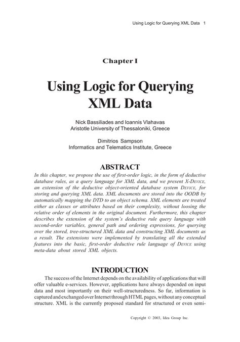 Pdf Using Logic For Querying Xml Data