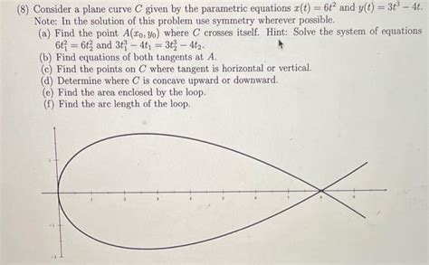 Solved 8 Consider A Plane Curve C Given By The Parametric