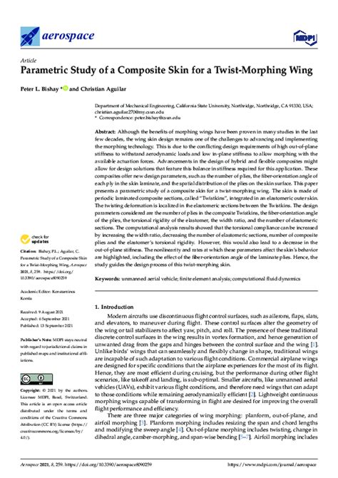 Pdf Parametric Study Of A Composite Skin For A Twist Morphing Wing