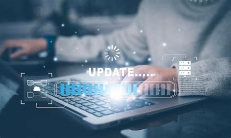 Premium Photo Woman Using Laptop With Bar Of Update Software Computer Program Upgrade Business