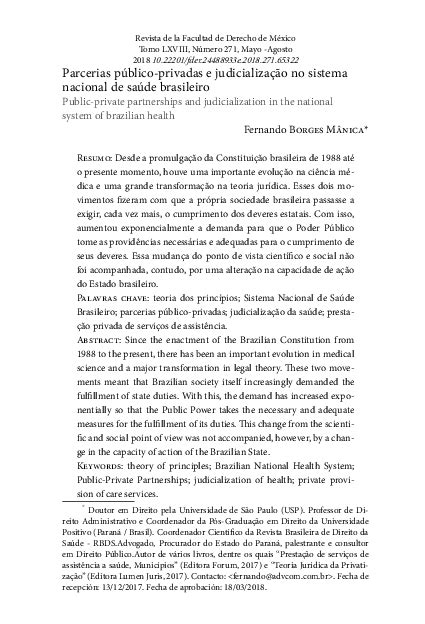 Pdf Parcerias Público Privadas E Judicialização No Sistema Nacional