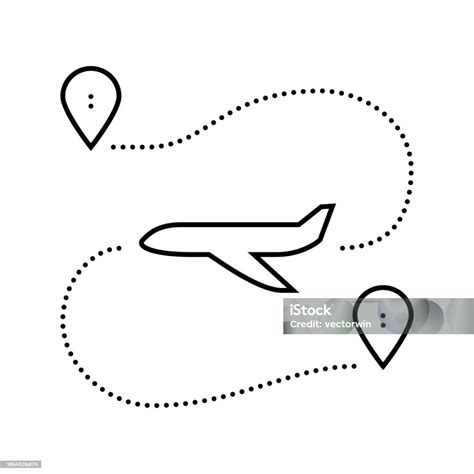Airplane Track Map Location Line Icon Vector Illustration Stock