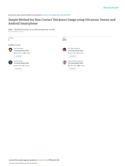 Simple Method For Non Contact Thickness Gauge Usin Download Free Pdf Android Operating