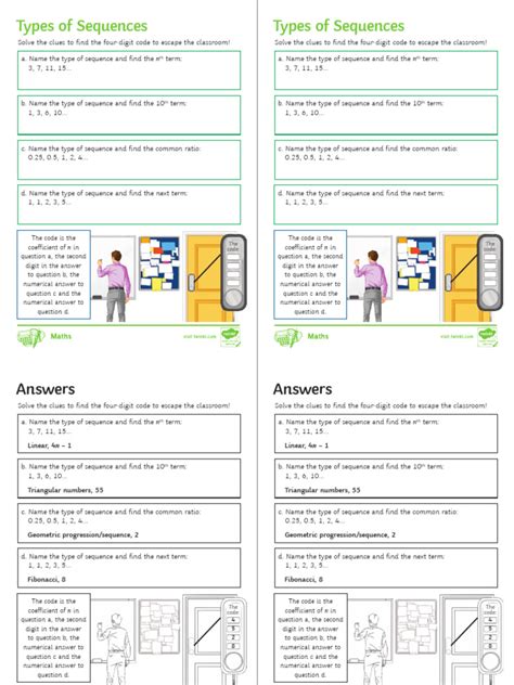 T3 M 4473 Escape The Room Types Of Sequences Challenge Cards English Pdf Algorithms Algebra