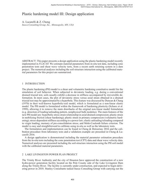 Pdf Plastic Hardening Model Iii Design Application