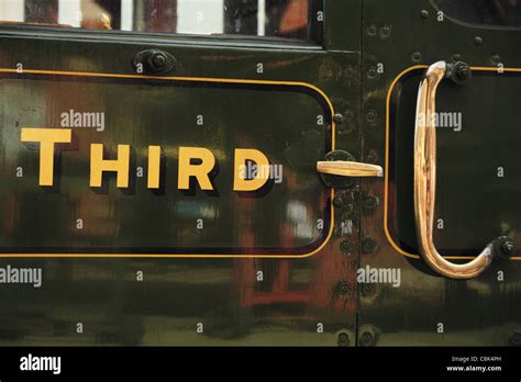 A Third Class Sign On An Old Railway Carriage Door At The Bluebell Railway Sussex England