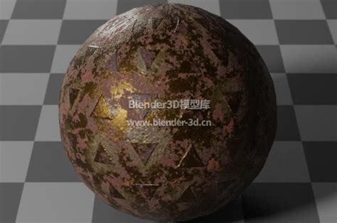 生锈三角纹防滑金属板钢板贴图 Blender材质球纹理贴图模型下载 Blender3d模型库