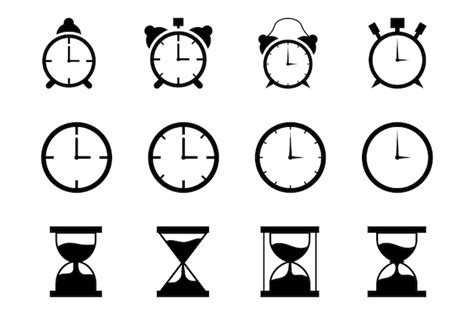 Premium Vector Time And Clock Vector Set Of Black Clock Alarm Clock