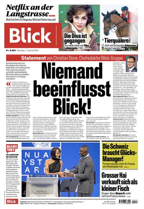 Indiskretionsaffäre Blick Reagiert Mit Dementi Auf Der Front Medien