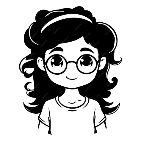 Premium Vector Cute Cartoon Girl With Glasses Vector Illustration In