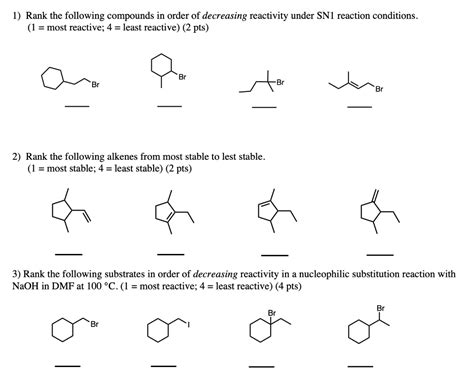Solved 1 Rank The Following Compounds In Order Of