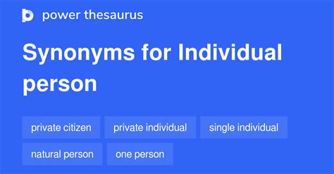 Individual Person Synonyms 104 Similar Phrases
