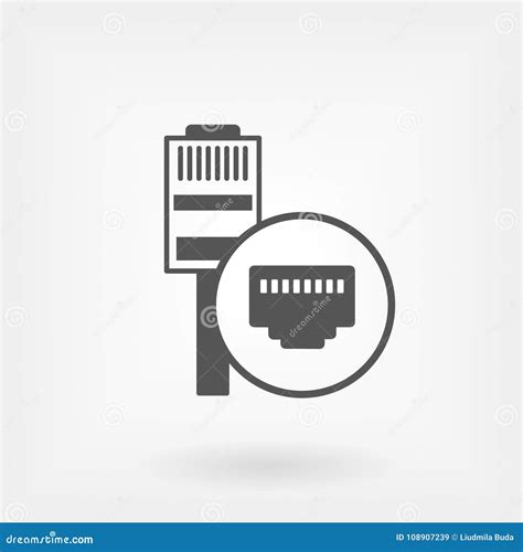 Ethernet Cable And Port Isolated Vector Icon Network Socket Icon Ethernet Connector Icon