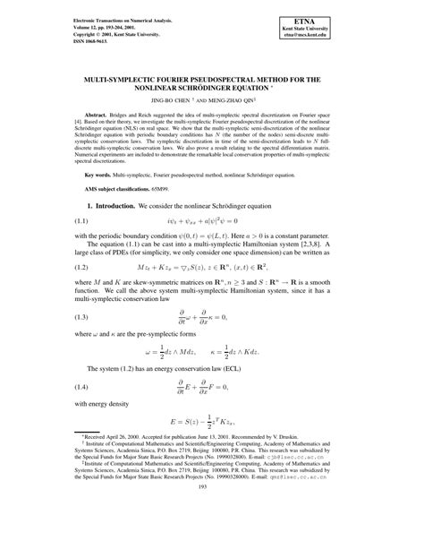 pdf multi symplectic fourier pseudospectral method for the nonlinear