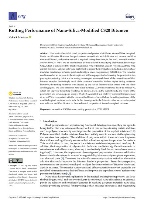 Pdf Rutting Performance Of Nano Silica Modified C320 Bitumen