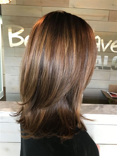 Cinnamon Brown Hair With Caramel Highlights Cheveux Mi Long Femme