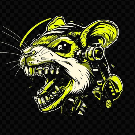 Premium Psd Psd Vector Cybernetic Gerbil With Metal Teeth And A