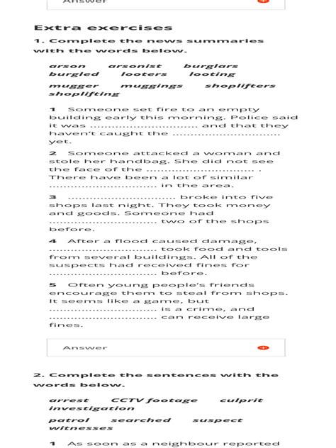 English Vocabulary Exercises For A2 Crimes And Criminals English Pdf