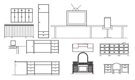 Furniture Table Front Elevation CAD Blocks Drawing DWG File