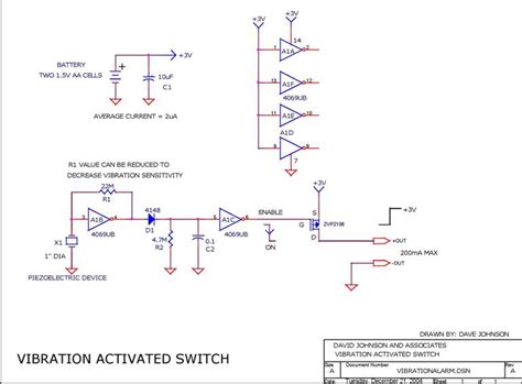 Circuit Piezoelectric Vibration Sensor Circuit Activates Switch