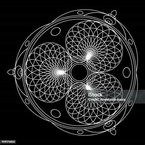 มัณฑะเลย์สําหรับสมุดระบายสี เครื่องประดับกรอบกลมสีดําและสีขาวตกแต่ง รูปร่างดอกไม้ที่ผิ ภาพประกอบ