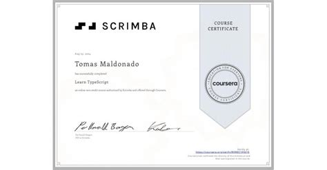 Tomás Maldonado On Linkedin Completion Certificate For Learn Typescript