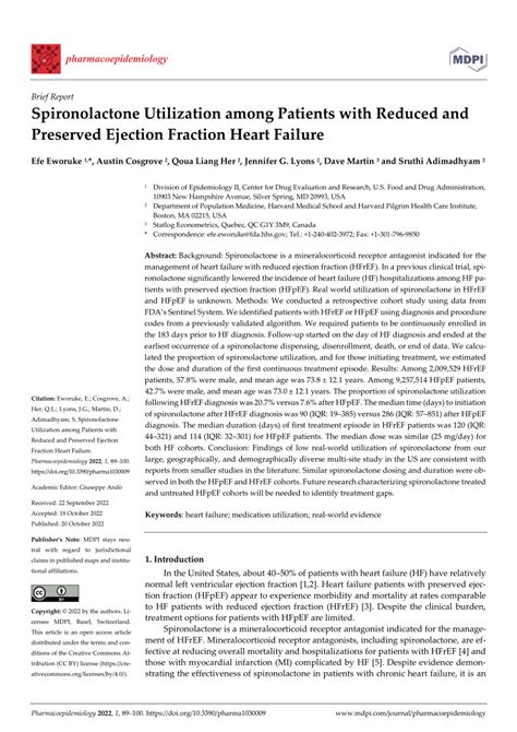 Pdf Spironolactone Utilization Among Patients With Reduced And