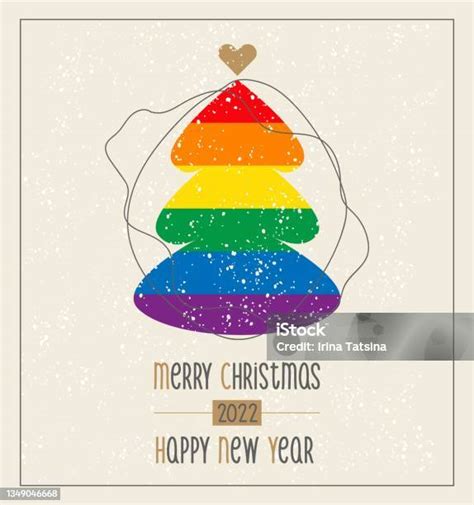 메리 크리스마스 프라이드 달과 국기 배너와 함께 행복 한 새해 2022 로고 카드 무지개 프라이드 크리스마스 트리 기호 마음과 Lgbt 성적 소수 민족 게이와 레즈비언