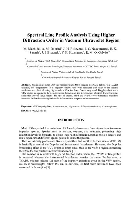 Pdf Spectral Line Profile Analysis Using Higher Diffraction Order In