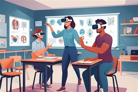 Concevez Un Graphique Vectoriel Dun Enseignant Guidant Les élèves à Travers Une Leçon D