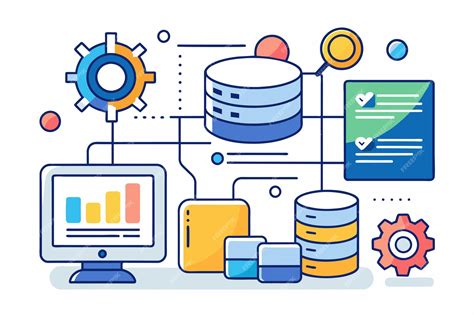 Premium Vector A Computer Covered In Data Showing Database Analysis