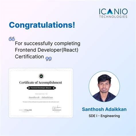 Icanio On Linkedin Achievementunlocked Frontenddeveloper Reactjs Icaniotechnologies…