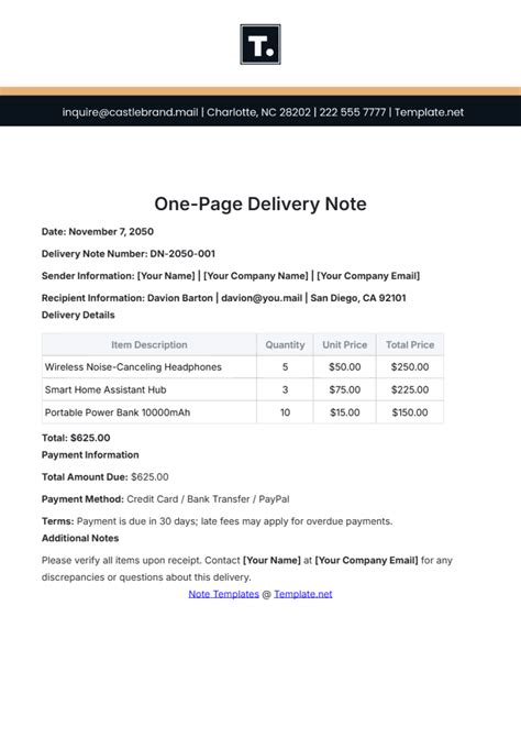 Dispatch Note Template