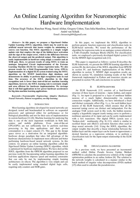 An Online Learning Algorithm For Neuromorphic Hardware Implementation