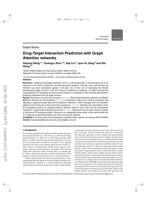 Pdf Drug Target Interaction Prediction With Graph Attention Networks