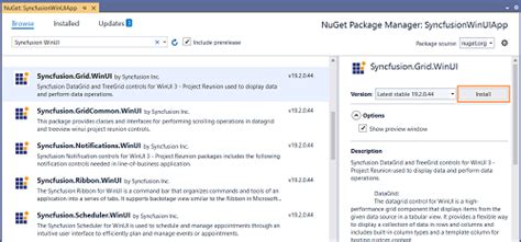Install Syncfusion Winui Nuget Packages Syncfusion