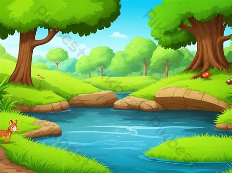 Cartoon Character Nature Scene Of River In The Forest Backgrounds  Free Download Pikbest