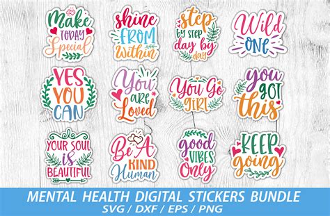 Mental Health Stickers Bundle Graphic By Svg Creation · Creative Fabrica