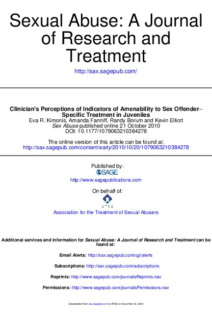 Pdf Clinicians Perceptions Of Indicators Of Amenability To Sex
