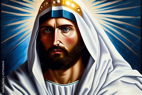 Oil Paint Of Divine Mercy Of Jesus Christ Generative Ai Stock