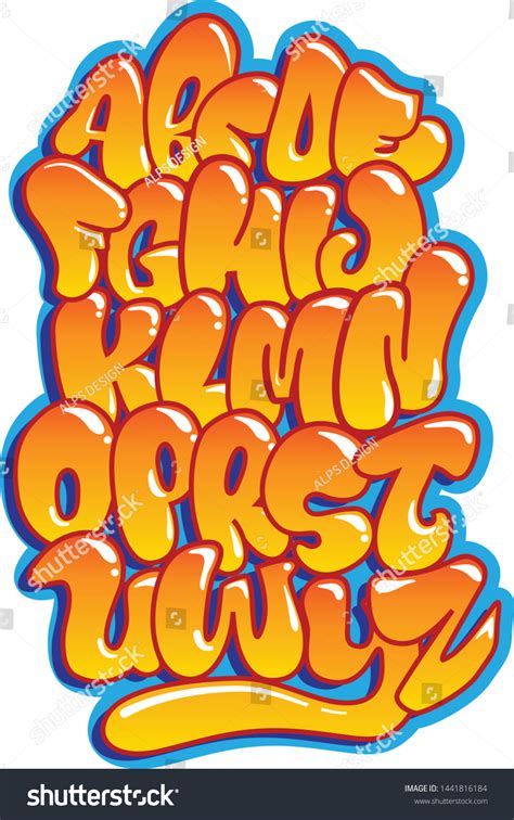 Graffiti Bubble Shaped Alphabet Set