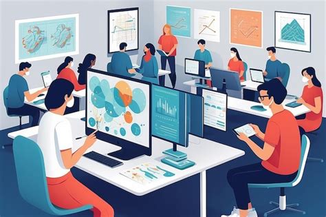 Premium Photo A Flatstyle Illustration Of Students Using Ai Algorithms To Analyze Patterns In