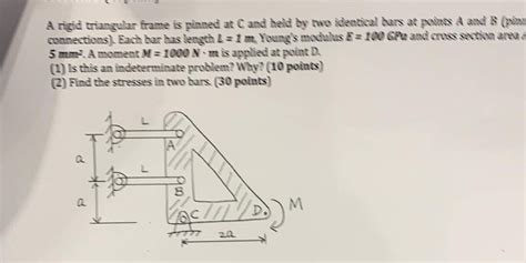 Solved A Rigid Triangular Frame Is Pinned At Cand Held By