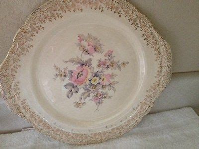 Vintage French Saxon China Golden Pastel Handled Cake Platter 22k Gold