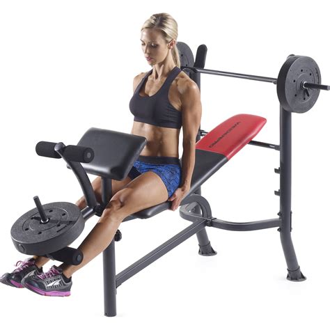 Weider Pro 265 Standard Bench With 80 Lb Vinyl Weight Set Ebay