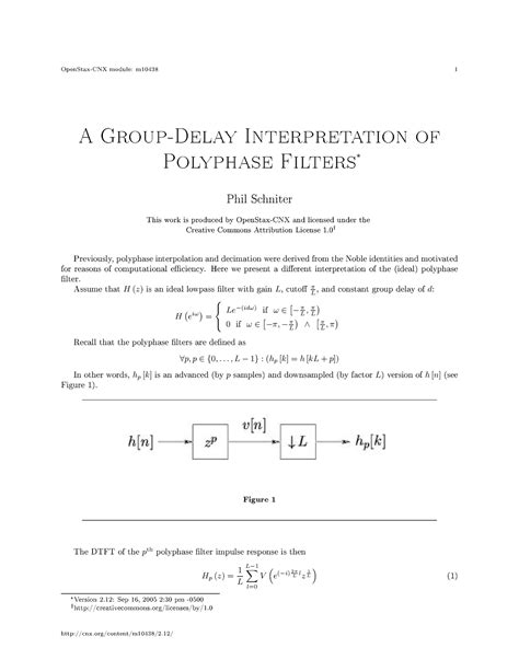 A Group Delay Interpretation Of Polyphase Filters 13 Op Enstax Cnxmo