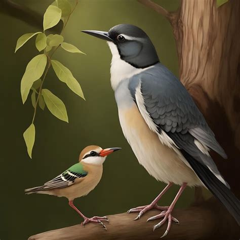 Madre Pájaro Sentada Con Su Hijo Curando La Hora Dorada Ia Generativa
