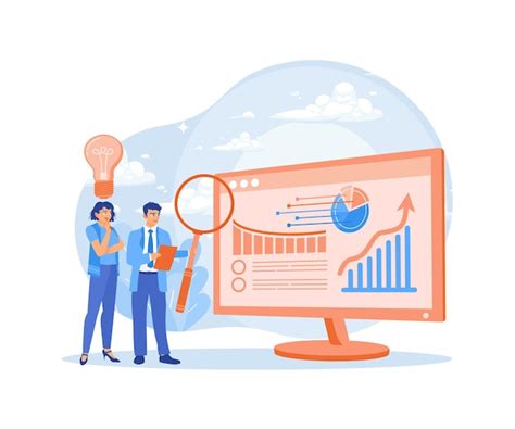 Premium Vector Two Businessmen Are Analyzing Graph Data Develop Ideas